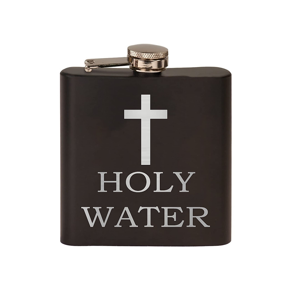 Rogue River Tactical Funny Holy Water Stainless Steel Hip Flask Premium Matte Black Makes a Great Gift For Him Dad Father Gag Joke Gift
