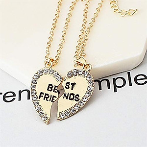 ZYHO Airlove BFF Friendship Necklace for 2 - Best Friend Necklaces BFF Gifts for 2 Matching Heart Best Friends Forever Pendant Necklaces Set