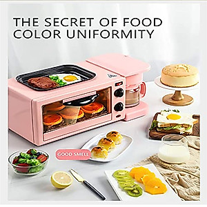 Breakfast Machine Multifunctional ９L Electric Oven,Mini Small Home Toaster Home Multi Functional Three-in-One Automatic Breakfast Coffee Machine Air Fryer (Red Set Meal 1)