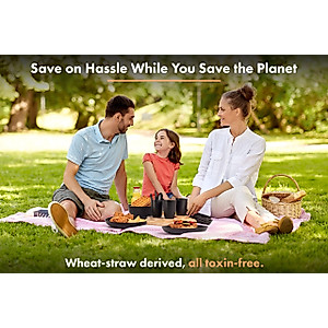 Wheat Straw Dinnerware Set, Plates and Bowls Sets, Plates, Bowls, Cups, Cutlery Set, Service for 4, Lightweight Unbreakable Plastic Dinnerware Sets, Dishwasher Microwave Safe (regular version)