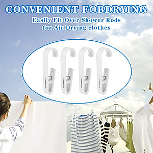 GEEHUA Laundry Hooks with Clips, Portable Towel Hanging Clip Clothes Pins Bra Clips Closet Orangizing Clips Hat Clip Durable Curtain Boot Hangers Clip for Travel Pants Socks Handbags(White)