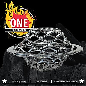 FOGO Blazaball, Fire Starter Accessory for Charcoal Grills, Firepits, and Fireplaces, Compatible with Fire Starters, Silver (BL1)