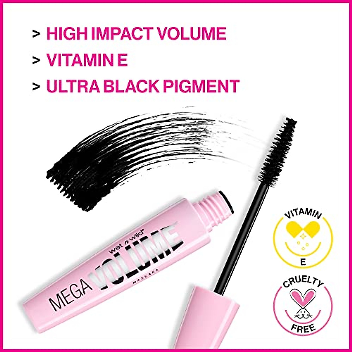 wet n wild PRIDE Mega Volume Mascara - Lengthening, Waterproof, Vitamin E Enriched, Cruelty-Free, Gluten-Free, Sulfate-Free & Vegan - Mega Volume Mascara