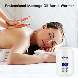 AOWOSA Massage Oil Warmer Bottle Professional Electric Lotion Digital Heater for SPA, Automatic Oil Warmer Heated Oil Lotion Cream for SPA, Salon, Barber Shops, Home, with Two Oil Bottle Dispenser