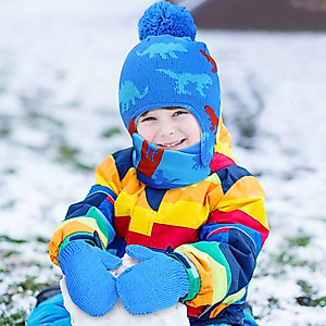 12 Pieces Baby Boy Hat Scarf Mittens Set Toddler Winter Warm Hat Knitted Beanie Gloves for Boys (Medium)