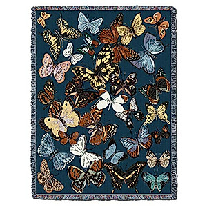 Pure Country Weavers Flutterbies Butterfly Blanket - Garden Floral Gift Tapestry Throw Woven from Cotton - Made in The USA (72x54)