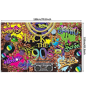 90s Backdrop for Photoshoot Hip Hop Graffiti Banner Brick Wall Retro Radio Photography Background Back to The 90’s Themed Party Decoration Studio Props 5.9 x 3.6 ft