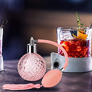 Lamoutor Vintage Perfume Spray Bottle 100ml Pink Vintage Refillable Perfume Bottle with Long Tassel