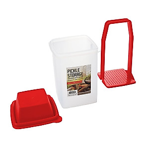 Bonita Home Pickle Storage Container with Strainer | Lift, Drain and Store Condiment Food Saver Jar with Snap Lid | 40.6 oz, 7.5" H x 4.25" W x 4.25" L (Blue)