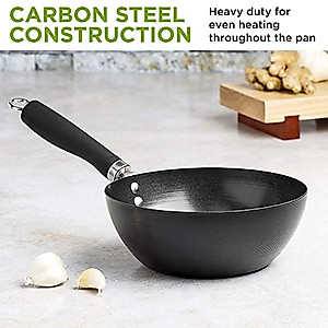 Ecolution Non-Stick Carbon Steel Wok with Soft Touch Riveted Handle, 8",Black