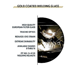 Gold Coated Green Welding Filter, 2" x 4.25" (Shade 10)