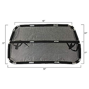 BUSHWHACKER USA Deluxe Dog Barrier 50" Wide - Ideal for Smaller Cars, Trucks, and SUVs CUVs - Pet Restraint Car Backseat Divider Vehicle Gate Cargo Area Travel Trunk Mesh Net Screen Barricade Shield