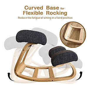 Kneeling Chair, Ergonomic Desk Chair for Office Home - Improve Your Posture with Angled Rocking Stool - Solid Wood Rocking Chair with High-Resilience Foam Seat Cushions