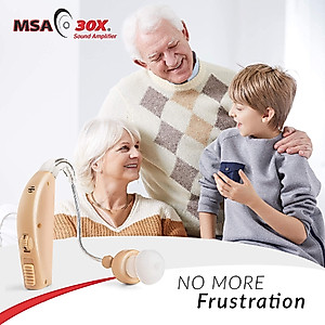 MSA 30X Sound Amplifier BTE PSAD | 30X Amplification | Recharging Station, 6 Silicone Tips & 1 Cleaning Brush | Unisex | Right or Left Ear | Pack of 1