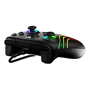 PDP Afterglow Wave Wired LED Controller for Xbox Series X|S/Xbox One/PC, RGB Lights, Customizable/App Supported - Black