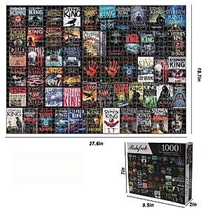 Stephen King Horror Novels - 1000 Pieces Jigsaw Puzzle for Adults Premium Quality Recycled Material Jigsaw Puzzle Intense Colors and High Definition Printing Hobby Puzzles Toy