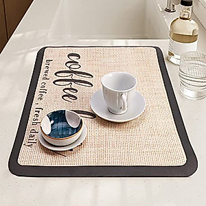 15.75 X19.69inch Coffee Maker Mat,Coffee Bar Decor Accessories For Countertop,Hide Stain Water Absorbent Non Slip Quick Dish Drying Mat Fit Under Coffee Pot Espresso Machine(brown)