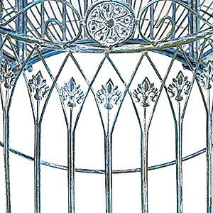 Safavieh PAT5019C Outdoor Collection Ally Darling Antique Wrought Iron 60-inch Round Tree Bench, Mossy Blue