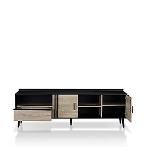 Furniture of America Trubico Mid-Century Wood Storage 70-Inch TV Stand in Black