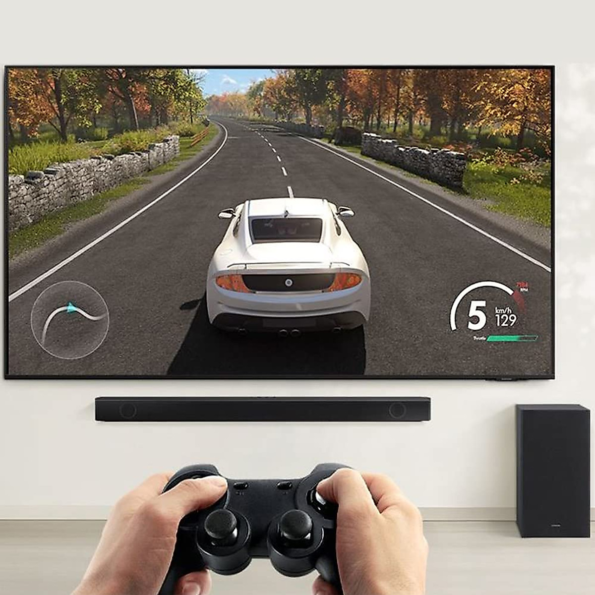 SAMSUNG HW-B550 2.1ch Soundbar with Dolby Audio DTS Virtual:X 2022 Bundle with Universal Soundbar Bracket Mount + HDMI Cable + Entertainment Essentials Bundle + 1 Year Protection Pack