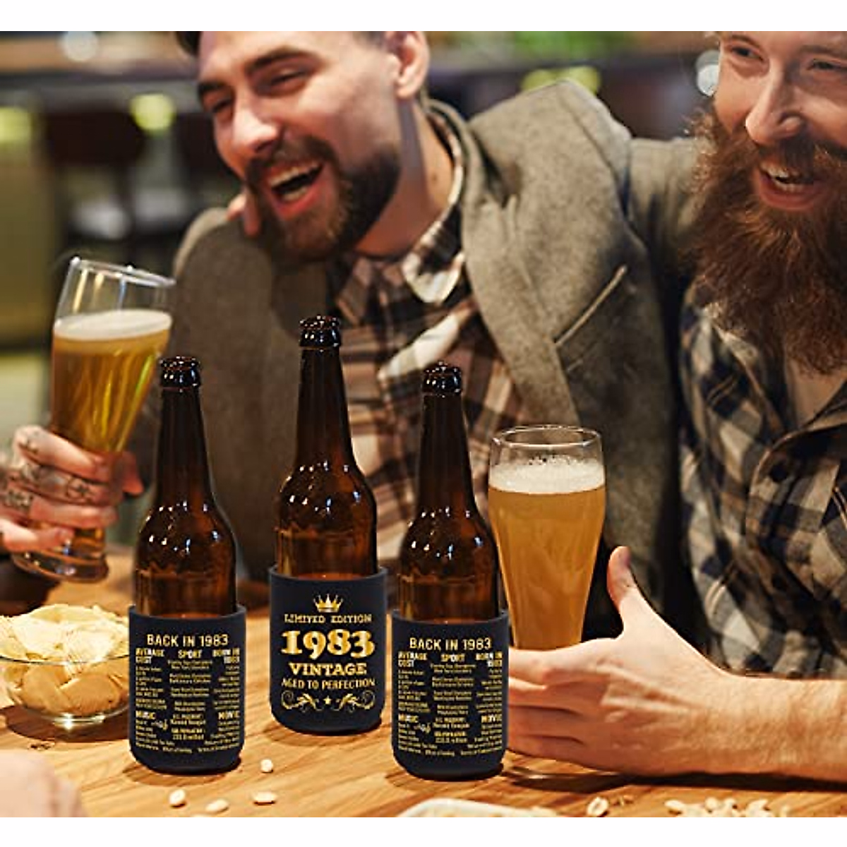 BackURyear 40th Birthday Party Decorations for Men Women, Funny 40th Birthday Party Supplies, 40 Years Old Forty Birthday Decor, 40th Birthday Party Cans Cooler Sleeves, Black&Gold/12 Pcs