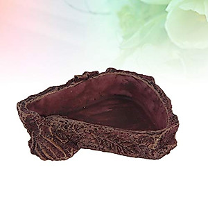 balacoo Reptile Water Bowl Resin Food Water Feeding Basin Dish Artificial Tree Trunk Ramp Bowl for Lizard Frog Snake Gecko