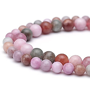 Youngbling Natural Gemstone Beads for Jewelry Making,8mm Rainbow Stone Jade Polished Round Smooth Stone Beads,Genuine Real Stone Beads for Bracelet Necklace 15 Inch(Rainbow Stone,8mm)
