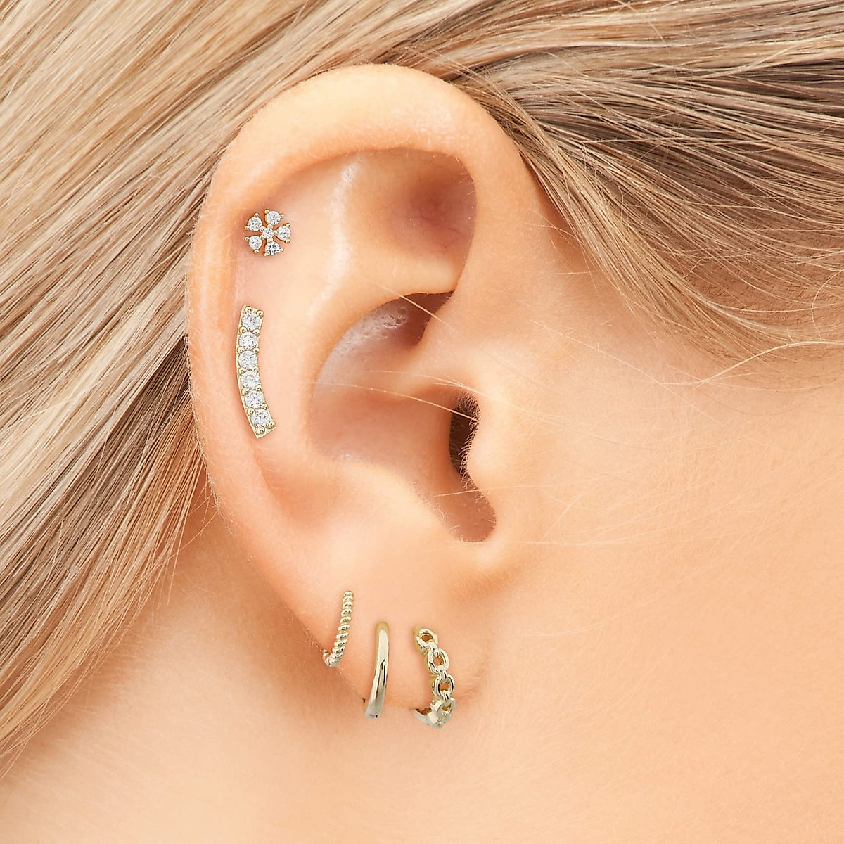 Solid Gold 14K Endless Tiny Hoop Polished Huggie Earrings (8.5mm)