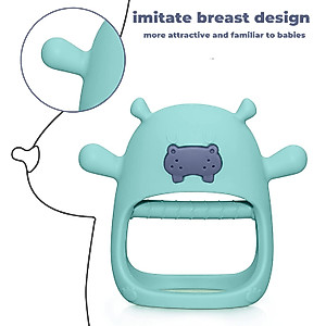 Towwi Teething Toys for Babies 0-6 Months Never Drop Hippo Teething Toys for Babies 6-12 Months Infants, Baby Chew Toys for Sucking Needs, Hand Pacifiers Baby Toys 6 to 12 Months