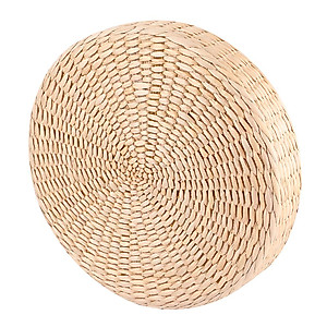 Straw Flat Seat Cushion, Cattail Knitted Cushion Breathable Handmade Straw Mat Round Pouf Tatami Cushion Thicken Floor Cushion Chair Seat Mat for Zen, Yoga, Tea Ceremony, Floor Window, Tatami