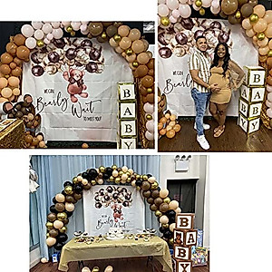 7x5ft Teddy Bear Baby Shower Backdrop We Can Bearly Wait to Meet You Brown Watercolor Balloons Background Girl Boy Babyshower Banner Cake Table Mural Poster W-5542