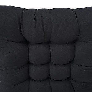 ELFJOY 4 Pack Chair Cushions for Dining Chairs 17x17 inch Seat Cushions for Kitchen Chairs Soft and Comfortable Square Chair Pads with Ties, Black