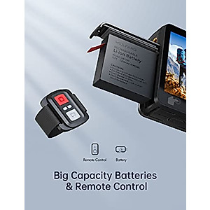 WOLFANG GA400 Action Camera 4K 60FPS Bare Metal Waterproof Underwater Camera 3.0 EIS Stabilization WiFi Helmet Camera (Remote Control, 2x1350mAh Batteries and Accessory Kit)