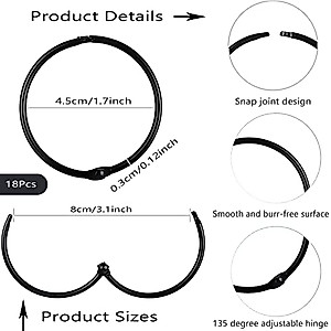 Shower Curtain Rings,18 Pack Rust Proof Black Metal Matte Curtain Hooks Easy Glide Anti-Drop Rustproof Shower Curtain Hooks for Bathroom Shower Rod Home and Hotel Use