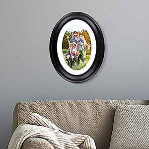VOSAREA Picture Frame Wood Classic Oval 7 Inch Wall Hanging Decoration with Seamless Nail and S Nail for Decorating Kids Room Black