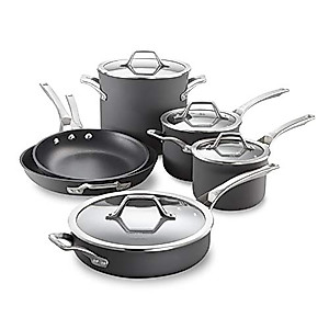 Calphalon 10-Piece Pots and Pans Set, Nonstick Kitchen Cookware with Stay-Cool Stainless Steel Handles, Dishwasher and Metal Utensil Safe, PFOA-Free, Black