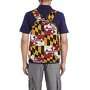 Delerain 17 Inch Backpack Maryland US State Flag Laptop Backpack School Bookbag Shoulder Bag Casual Daypack for School/Camping/Hiking/Picnic/Beach/Travel