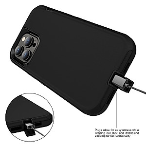 MXX Compatible with iPhone 13 pro Max Case, 3-Layer Super Protective Full Heavy Duty Body Tough Rugged Bumper Cover, Shock & Dust Proof, Designed for Apple 13 pro Max Phone Case 6.7" (Black)