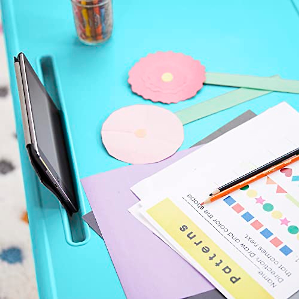 ECR4Kids Toddler Plus Desk and Chair, Kids Furniture, Cyan/Light Grey