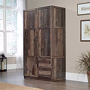 Sauder Select Engineered Wood Wardrobe Armoire in Rustic Reclaimed Pine/Brown