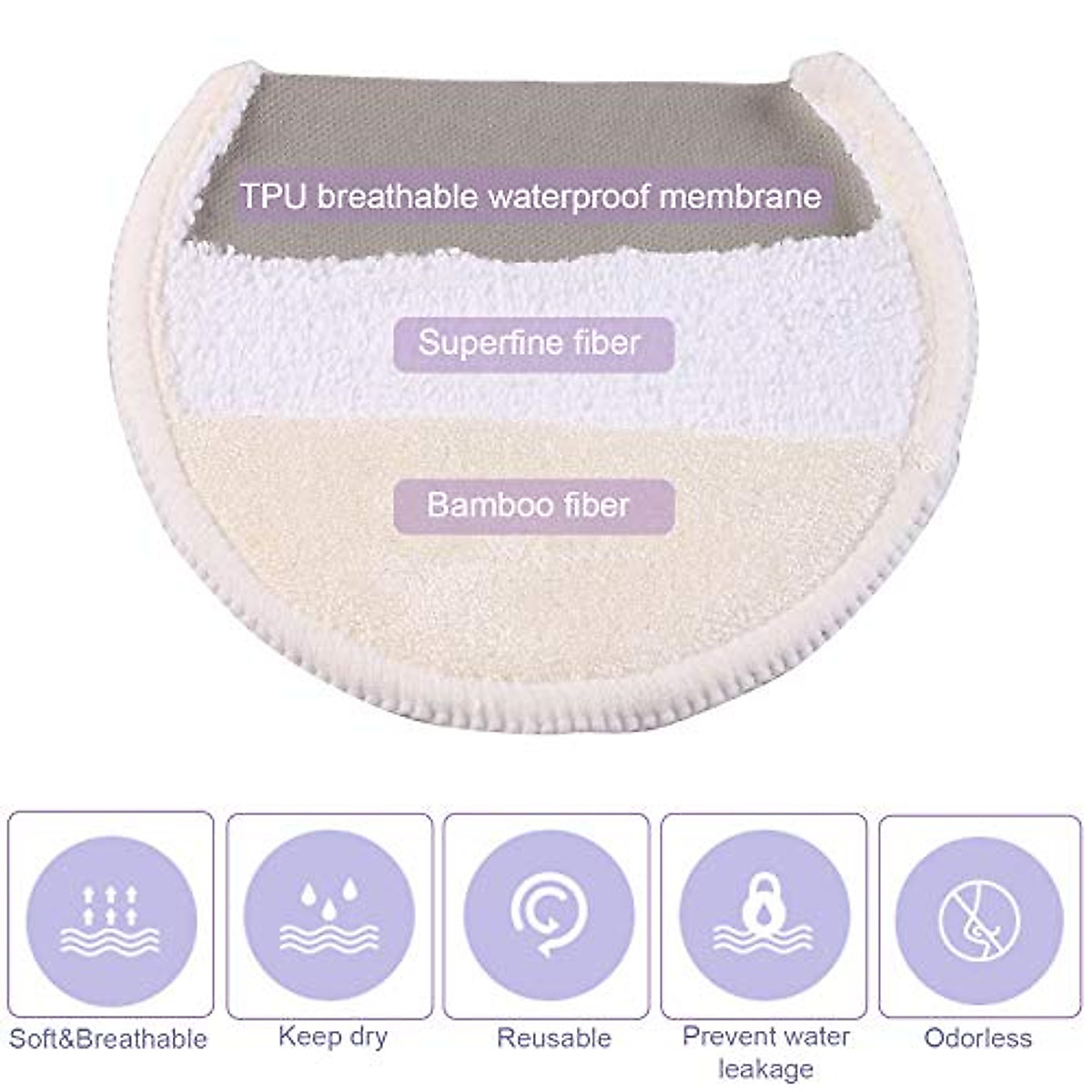 Breast Pads, 16 Pack Bamboo Nursing Pads for Breastfeeding Reusable Washable Nipple Covers with Laundry Storage Bag