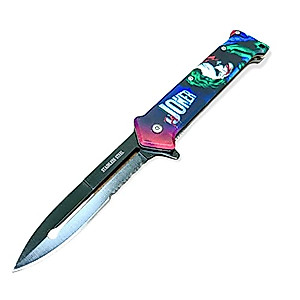 8inch JOKER KNIFE JO5 Spring Assisted Open Folding Pocket Knife. Pocket Clip Included, Blue
