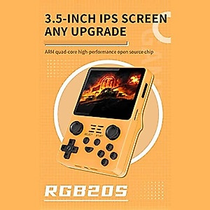 JoySeed Powkiddy RGB20S Handheld Arcade Game Console with 20000 Games, 128G 3.5 Inch Retro Portable Game Console - Yellow