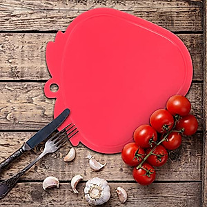 Angoily Deli Cheese 2pcs Plastic Cutting Board Mats Chopping Boards Strawberry Shape Fruit Vegetables Cutting Board Non Slip Cheese Bread Pizza Serving Tray for Home Kitchen Red Veggie Tray
