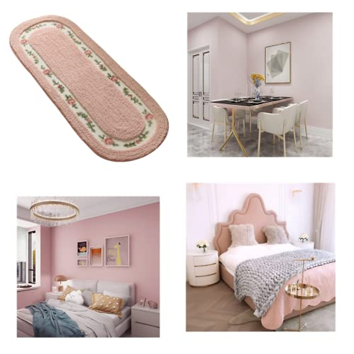 Beautiful Rose Flower Area Rugs for Living Room Bedroom Super Soft Bathroom Rugs Non Slip Door Mat Kitchen Mat 17.71x49.21 Inch