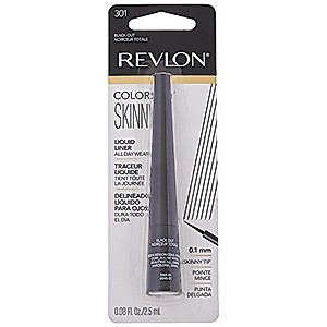 Revlon Skinny Liquid Eyeliner, ColorStay Eye Makeup, Waterproof, Smudge-proof, Longwearing with Ultra-Fine Tip, Black Out, 0.08 oz