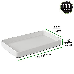 mDesign Modern Decorative Metal Guest Hand Towel Tray Holder Organizer for Disposable Paper Napkins, Jewelry, Makeup - Bathroom Vanity Sink Counter Organization - Unity Collection - Stone Gray