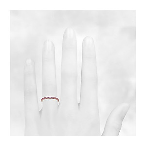 Jewelrygift Created-Pink Sapphire Gtone Band Ring Rose Gold Plated Beautiful Design Luxury gift perfect wedding or for Men and women US Ring Size: 6