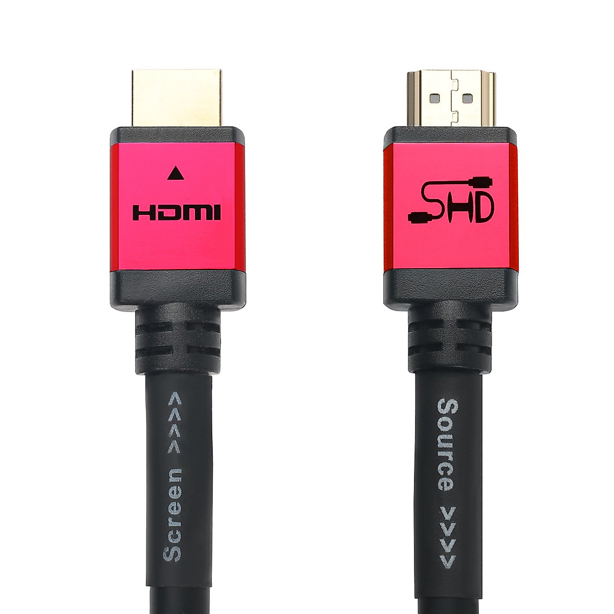 SHD 100 Feet HDMI Cable with Signal Booster, 100' HDMI Cord 2.0V Support 4K 3D 1080P for in-Wall Installation CL3 Rated Black Cable and Red Metal Shell