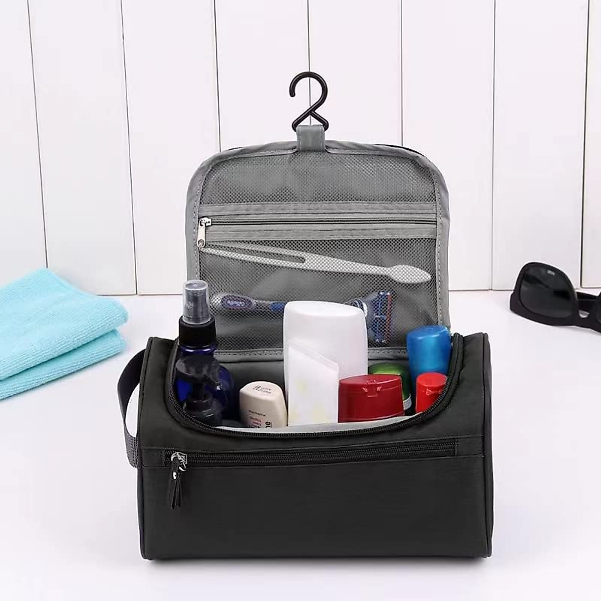 Men and women's Toiletry Bag Canvas Shaving Dopp Kit Leather Travel Bags Organizer Toiletry Kit Black